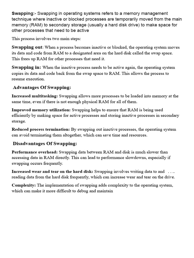 Understanding Swapping in Operating Systems | PDF