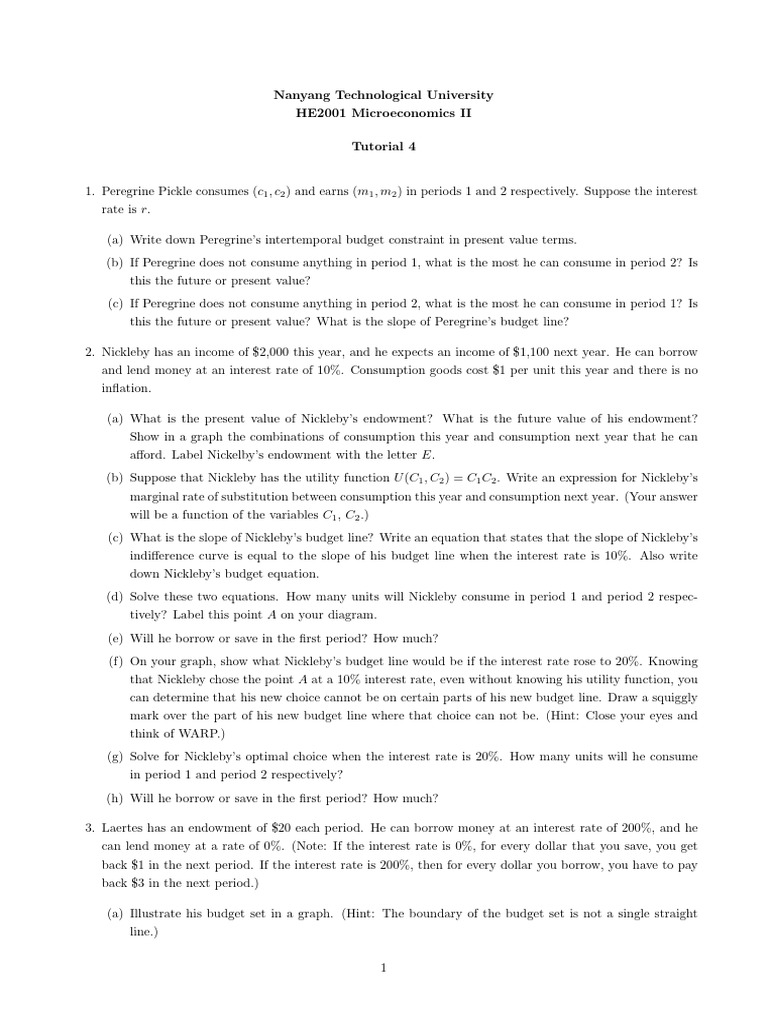 Tutorial 4 | PDF | Interest | Consumption (Economics)