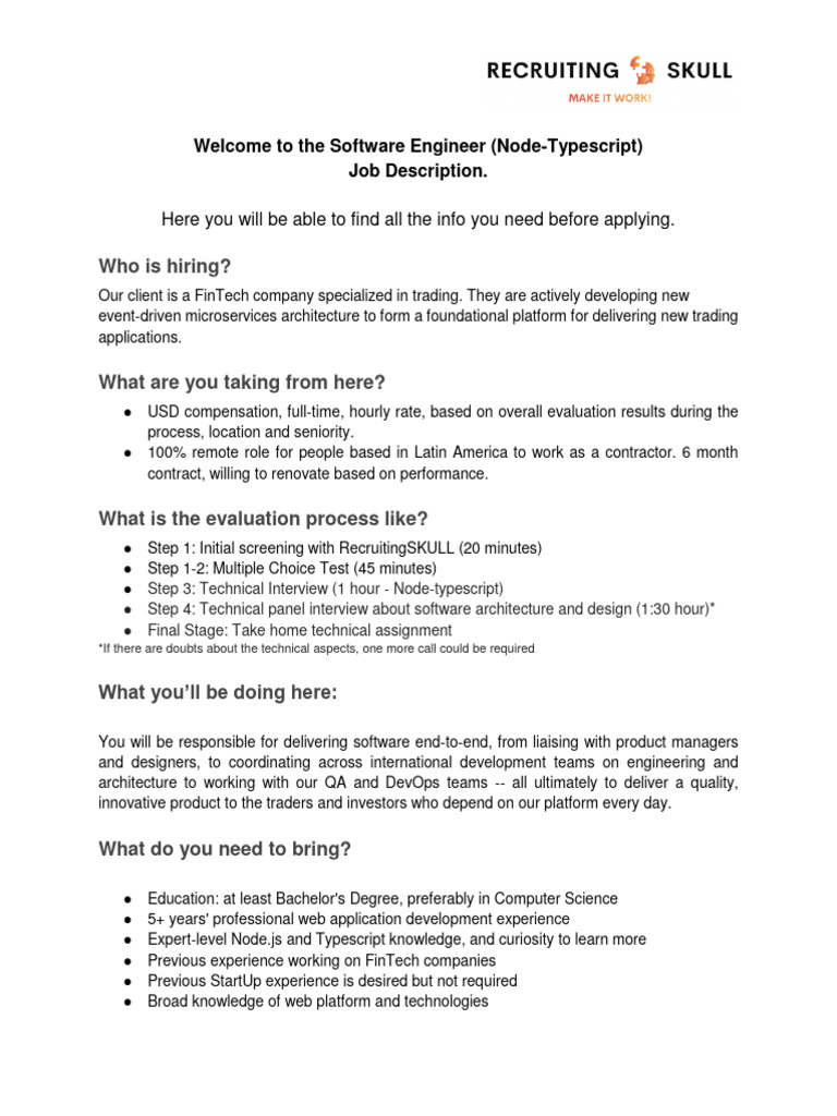 Software Engineer - (Node-Typescript) | PDF | Software | Software Engineering