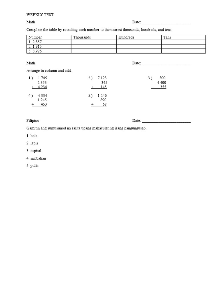 Weekly Test | PDF
