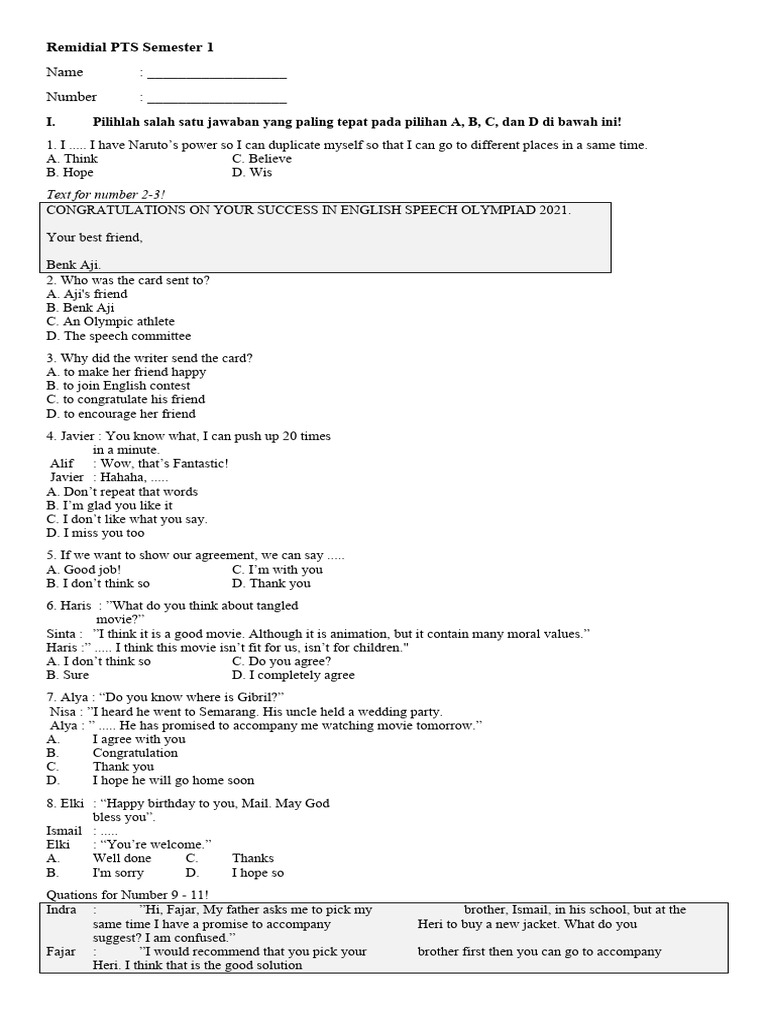 Remidial PTS Ix | PDF