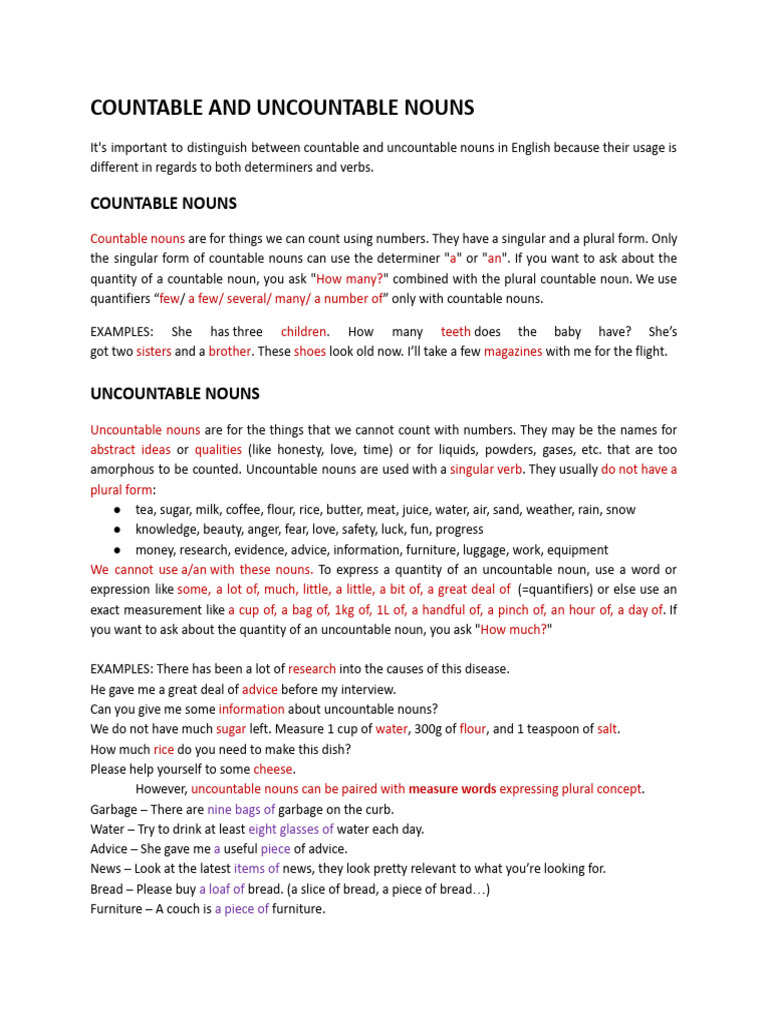 COUNTABLE AND UNCOUNTABLE NOUNS, Quantifiers and Determiners, Some, Any ...