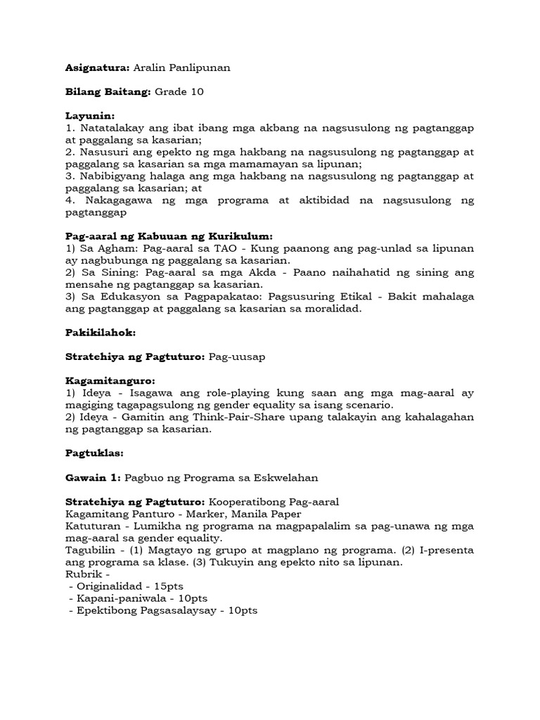 AP10 - Lesson Plan | PDF