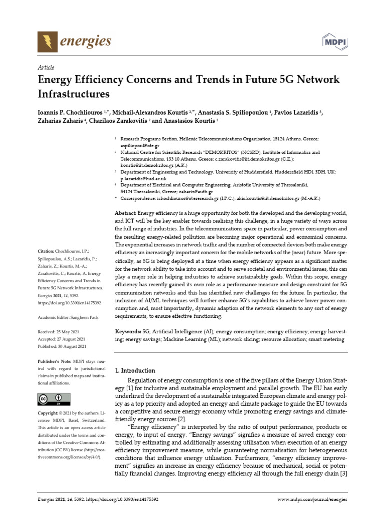 Energy Efficiency Concerns and Trends in Future 5G | PDF | Efficient Energy Use | Energy ...