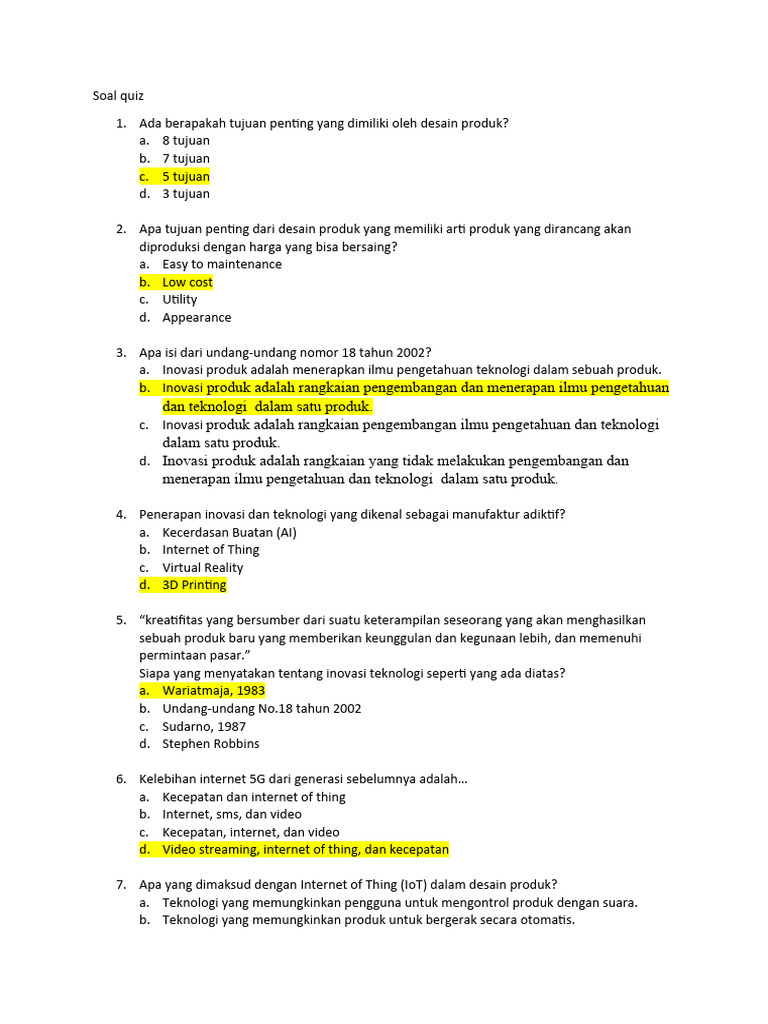 Soal Quiz | PDF | Seni | Komputer