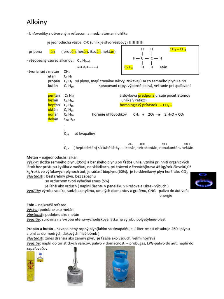 Alkany Poznamky | PDF