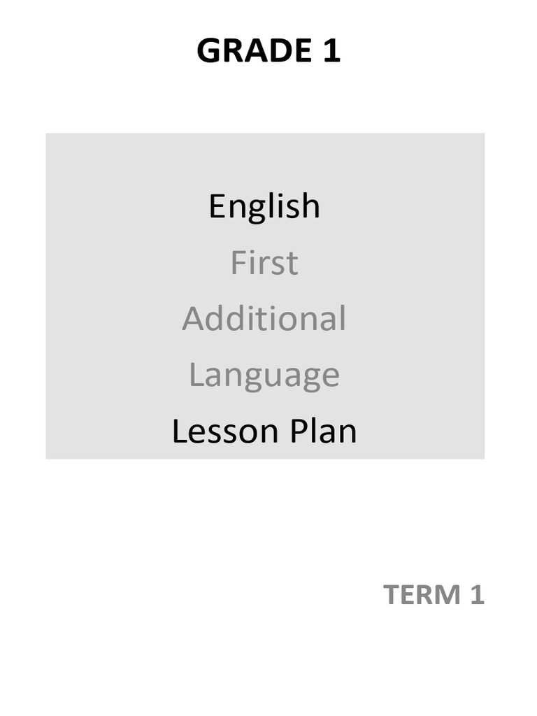 EGRP EFAL Grade 1 Term 1 Lesson Plan 2022 | PDF | Phonics | Lesson Plan