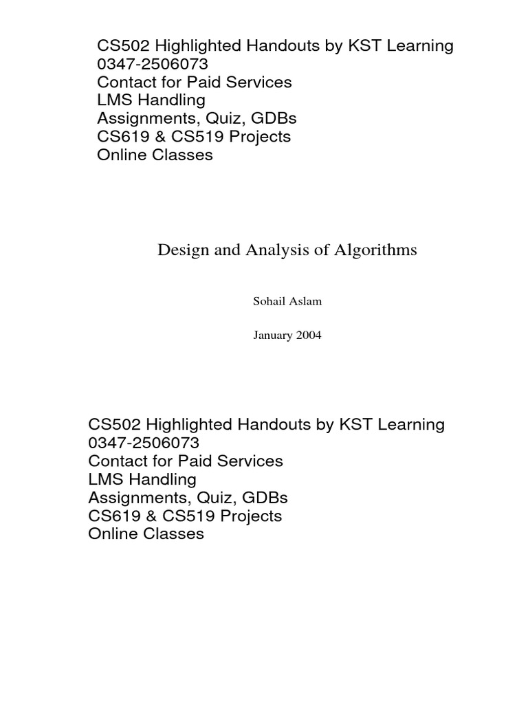 CS502 Handouts | PDF | Mathematics | Algorithms