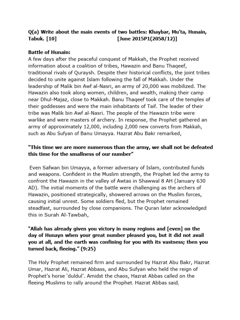 Battle of Hunain - Tabuk Expedition | PDF | Muhammad | Abrahamic Religions