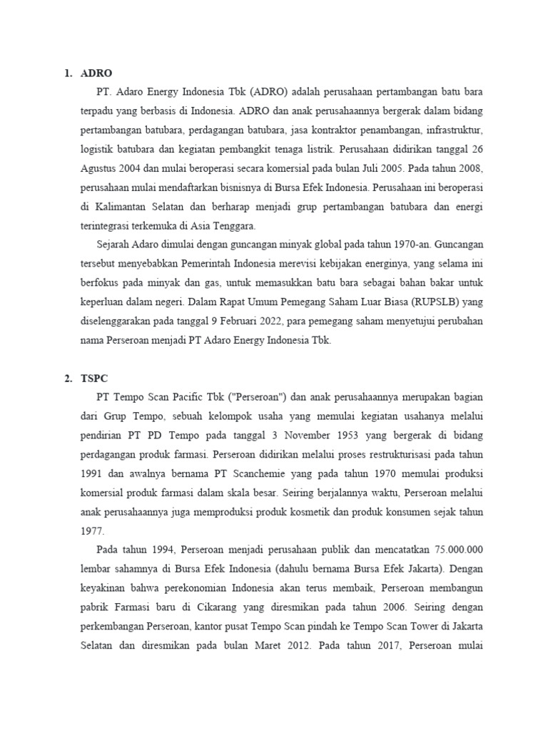 Profil PT Adaro Energy Indonesia Tbk | PDF | Bisnis