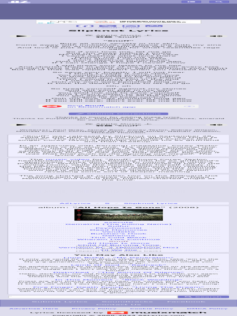 Slipknot Snuff Lyrics Pdf