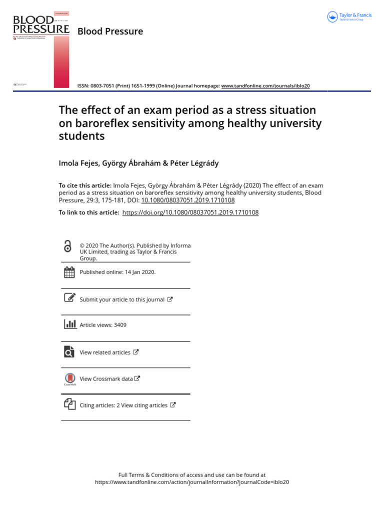 Acoon Snjs The Effect of An Exam Period As A Stress Situation On ...