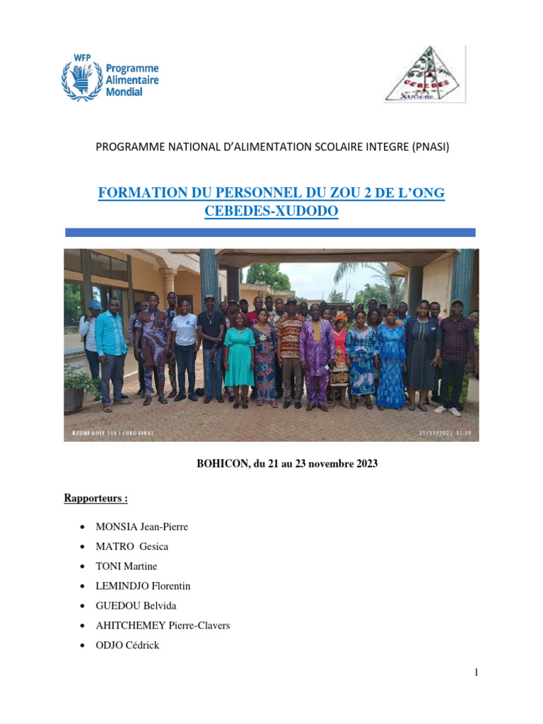 Rapport Formation Pam Novembre - 2023 | PDF