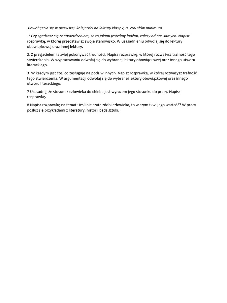 Klasa 8 A Rozprawki | PDF