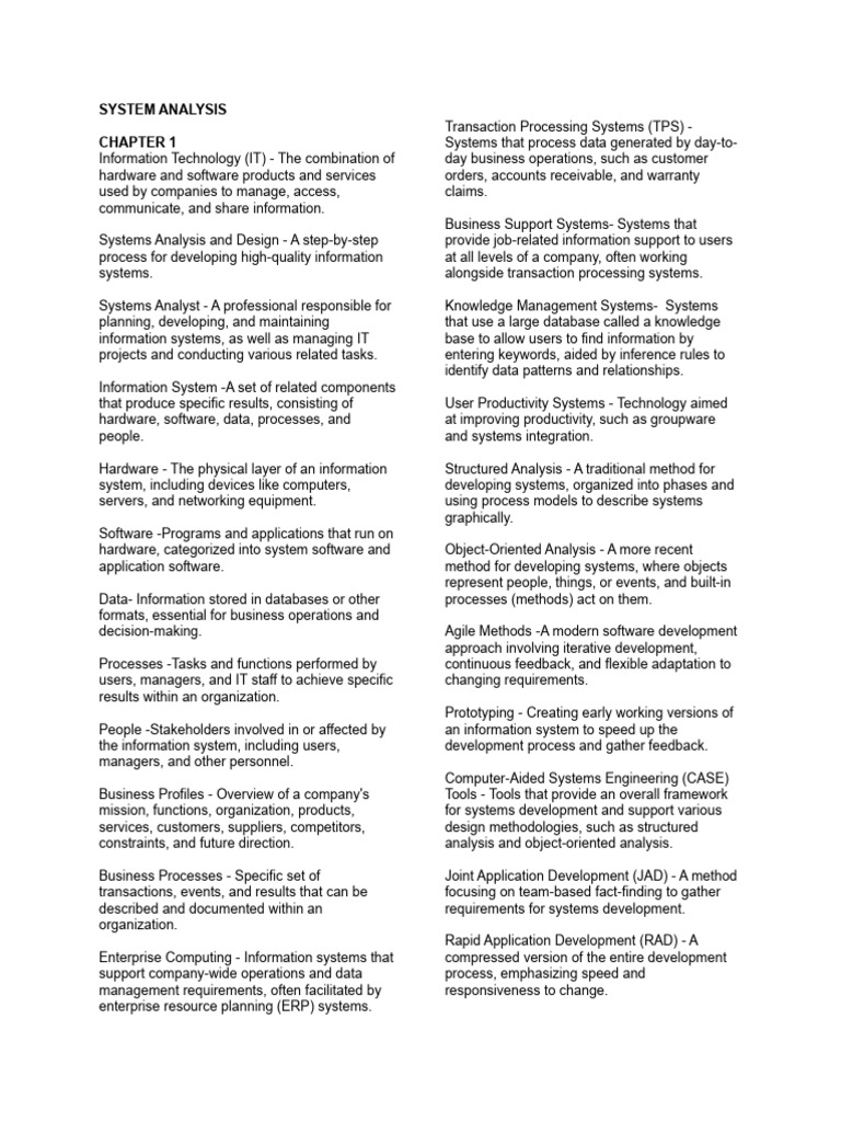 SYSTEM ANALYSIS Reviewer | PDF | Software Development Process | Feasibility Study