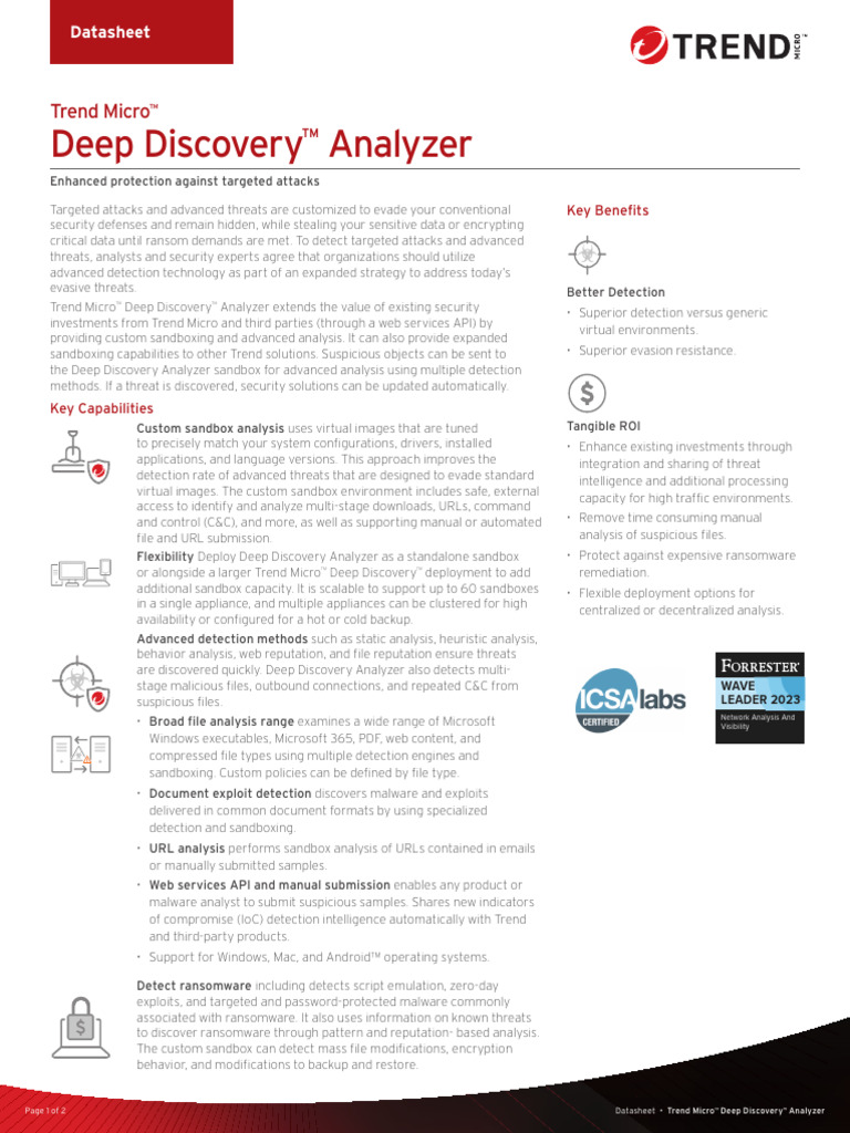 Trend Micro Deep Discovery Analyzer | PDF | Ransomware | Malware