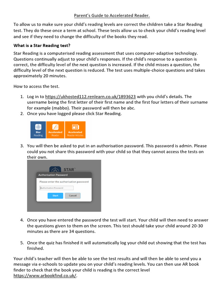 Star Reading Test Guide For Parents | PDF | Wellness