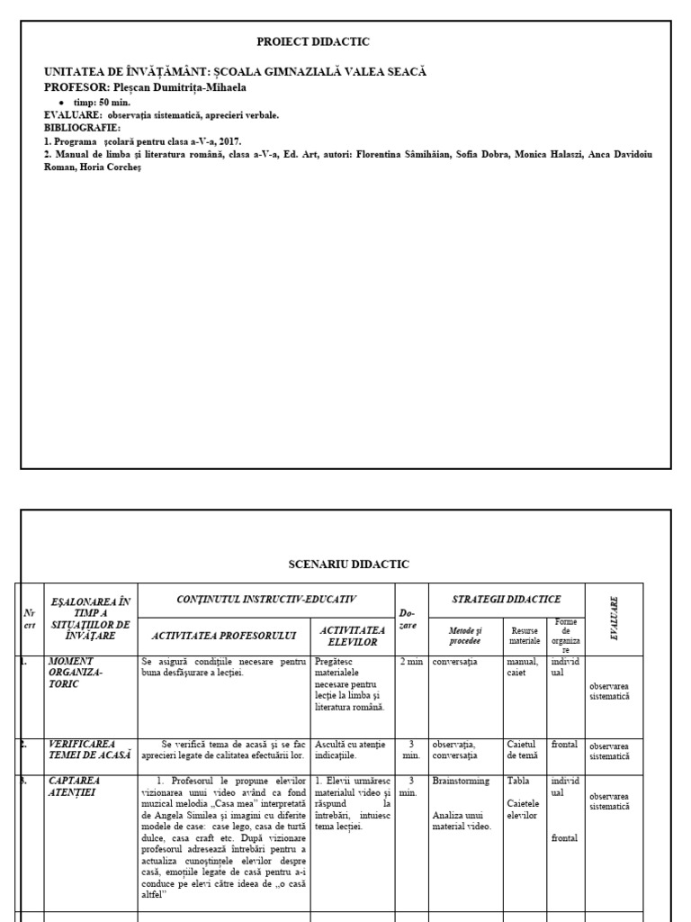 Proiect Inspectie o Strada Cu Sentimente 4 | PDF