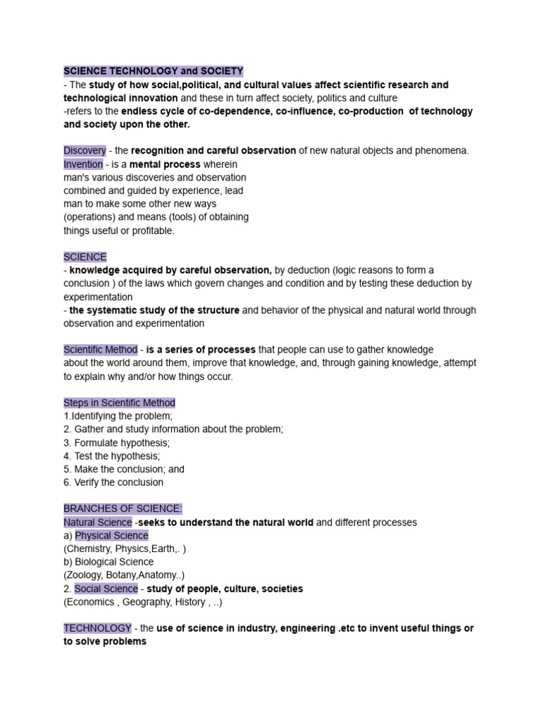 Sts Reviewer | PDF | Happiness | Science