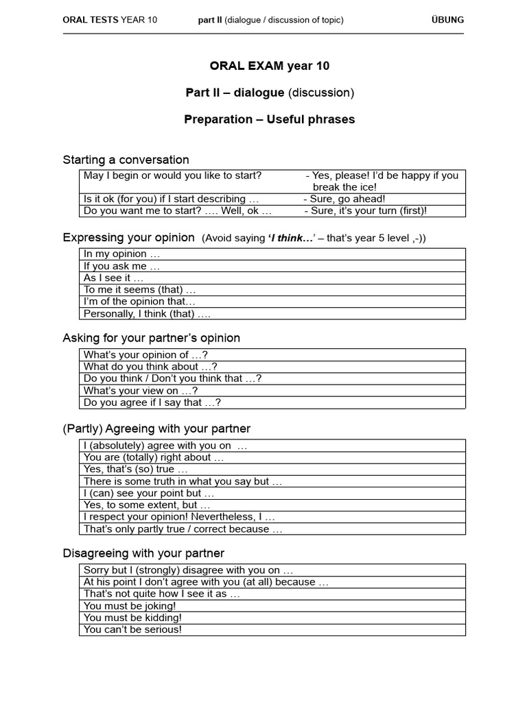 Year 10 Oral Exam Guide | PDF | Language Arts & Discipline
