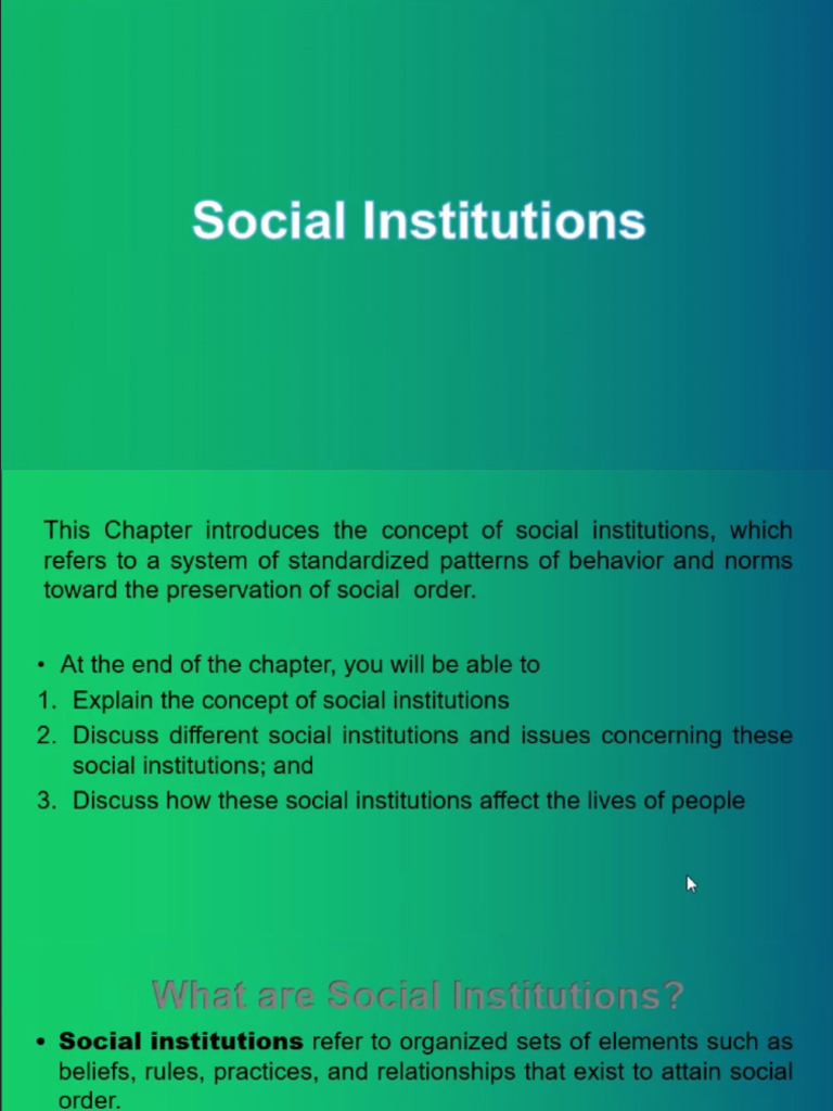 Social Institutions | PDF