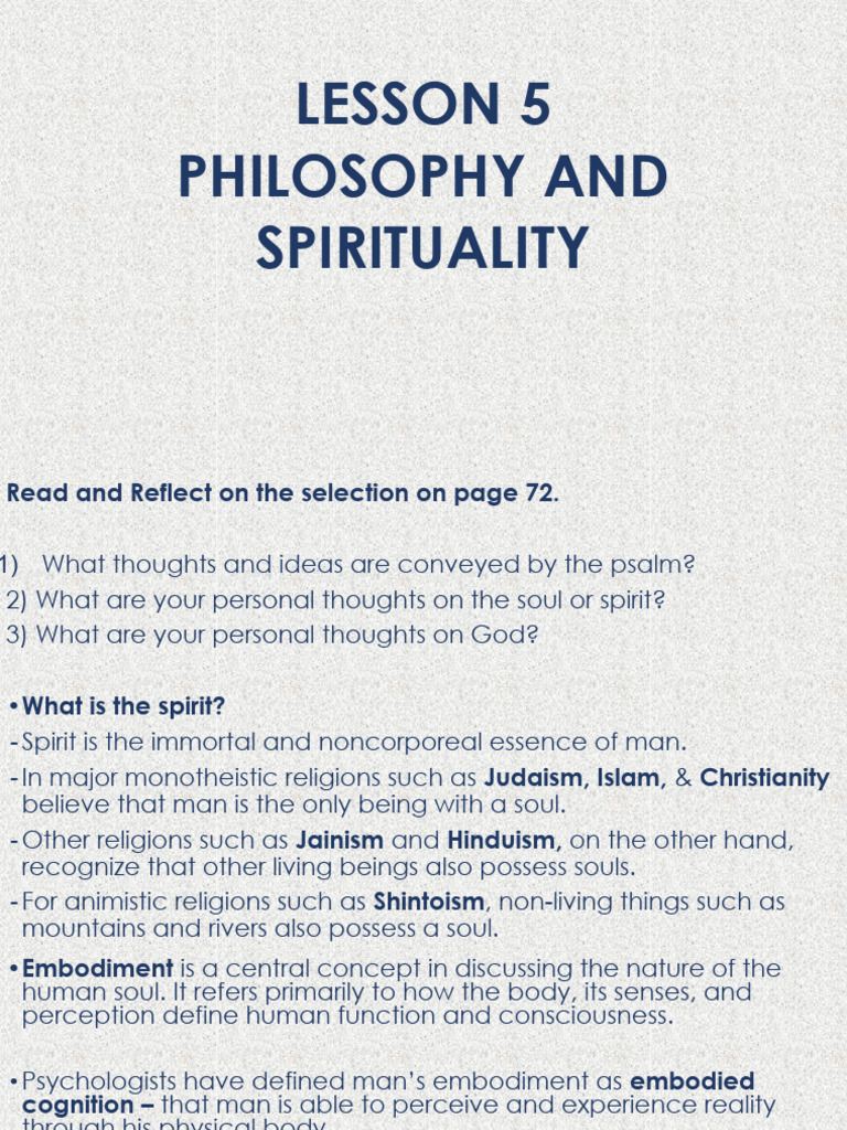 Lesson 5 - Philosophy and Spirituality | PDF