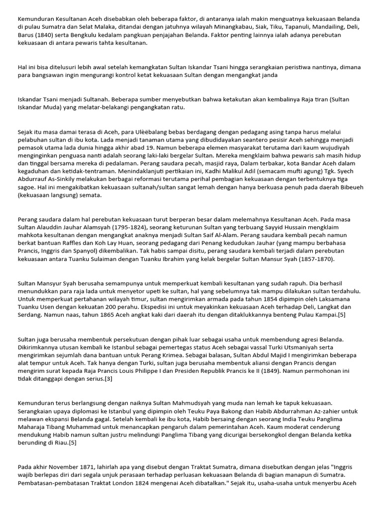 Kemunduran Kesultanan Aceh | PDF