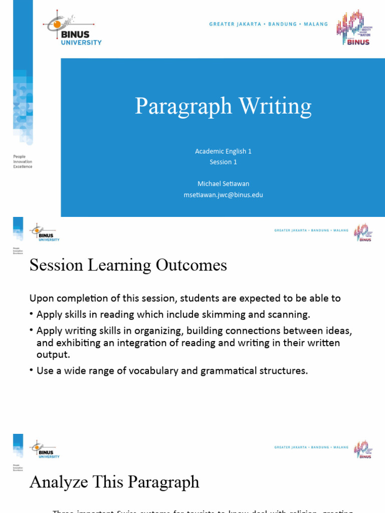 Week 1 - Paragraph Writing | PDF | Human Communication | Linguistics