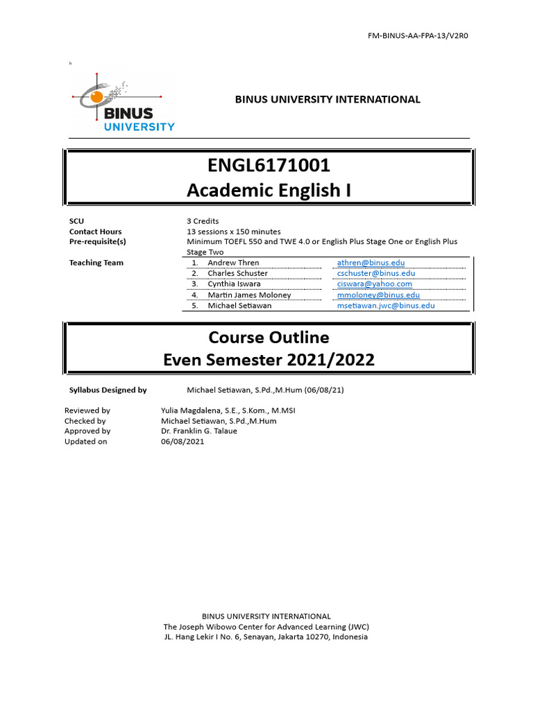 AE 1 Syllabus Sem 2 2021-2022 | PDF
