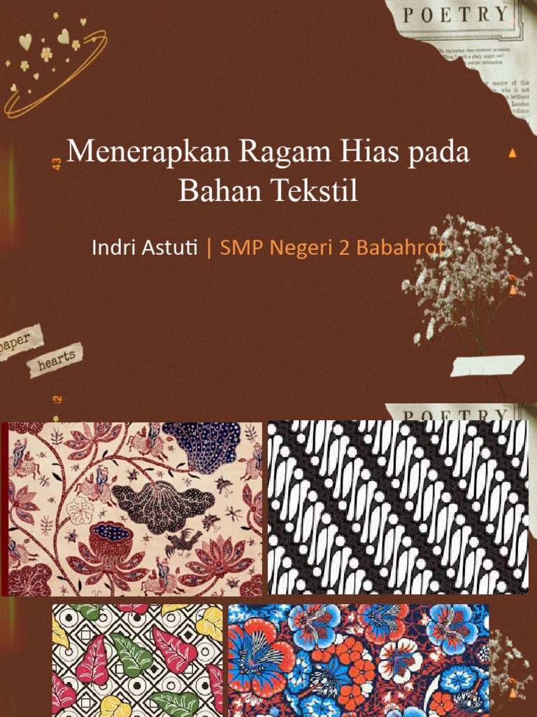 Seni Budaya Kelas Vii Ragam Hias Bahan Tekstil | PDF | Ilmu Sosial | Seni