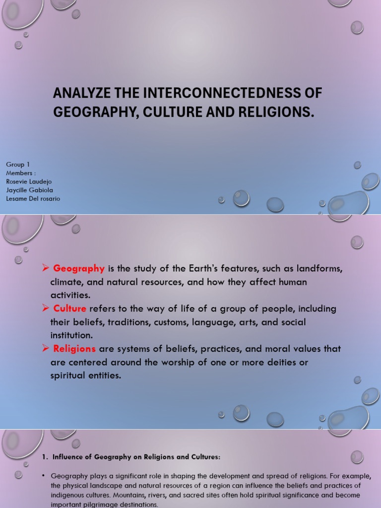 Analyze The Interconnectedness of Geography Culture and Religions. G 1 ...