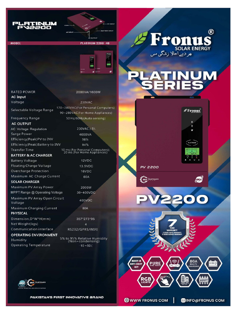 Fronus pv2200 Solar Inverter | PDF