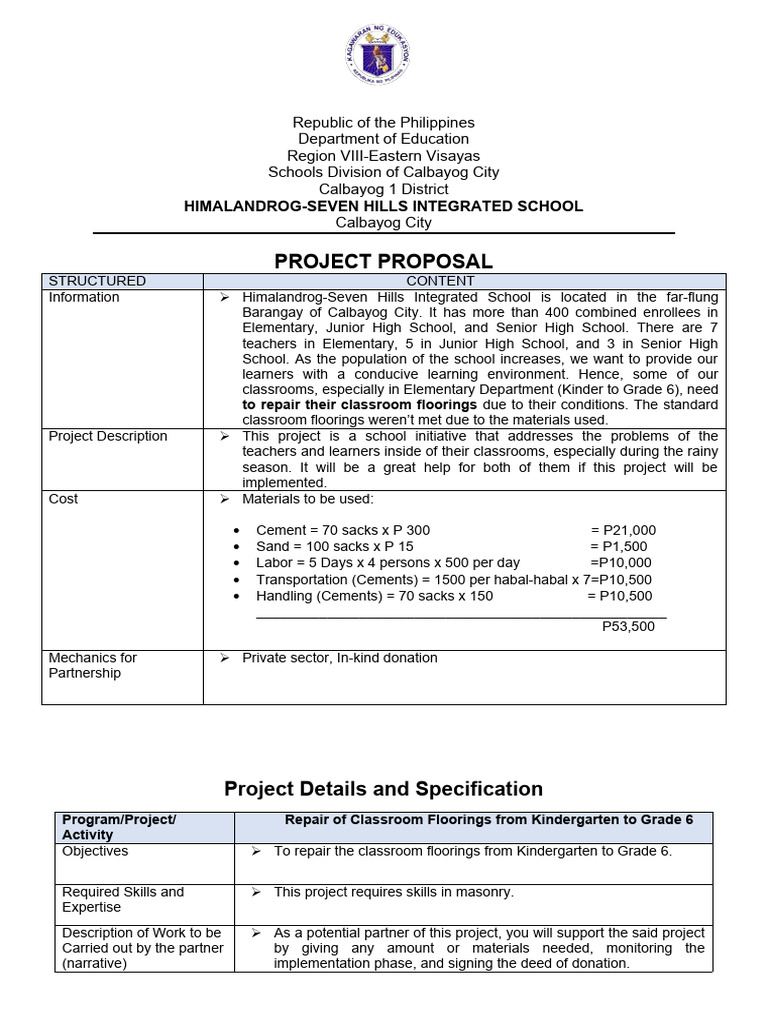 Project Proposal Classroom Floorings | PDF
