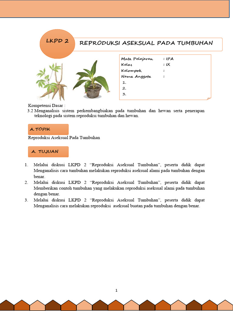 LKPD 2 Reproduksi Aseksual Tumbuhan. | PDF | Griya & Taman | Kesehatan Holistik