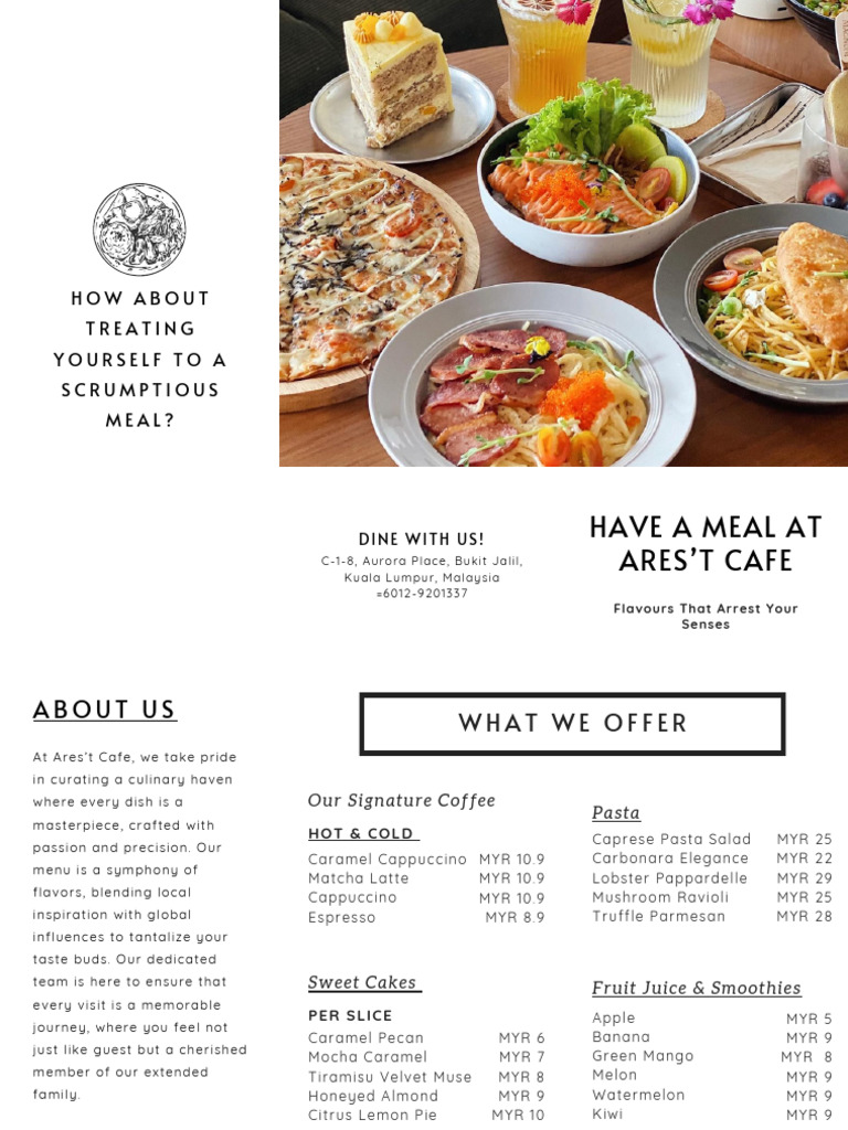 A'rest Cafe Bukit Jalil Menu Highlights | PDF