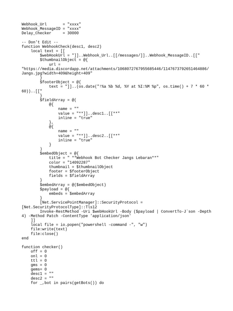 Webhook Bot Status Checker Script | PDF