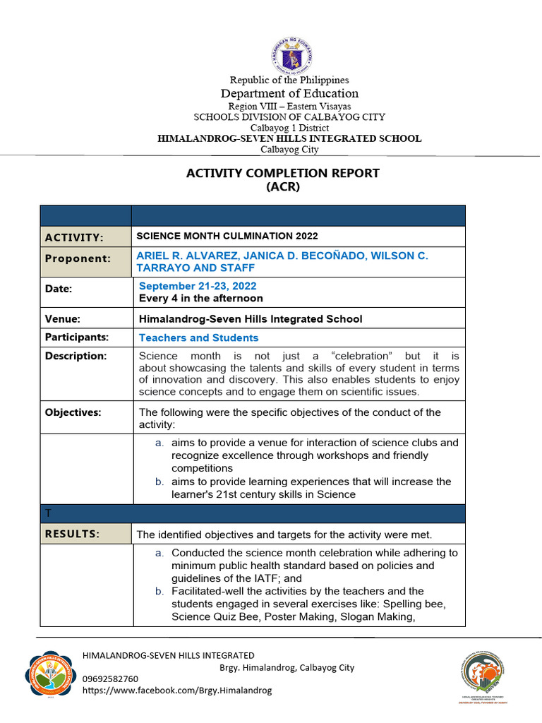 Science Month ACR 2022 | PDF | Science | Cognition