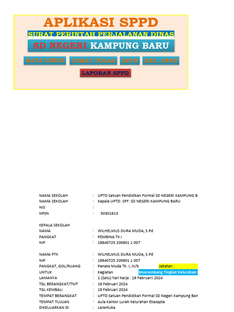 APLIKASI LAPORAN DAN SPPD BOS ASTI BAHY - Salin | PDF