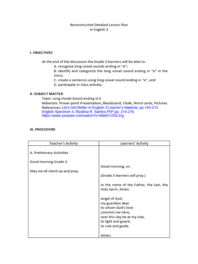 Lesson Plan English 3 Bit Teaching Week 2 | Download Free PDF | Lesson ...