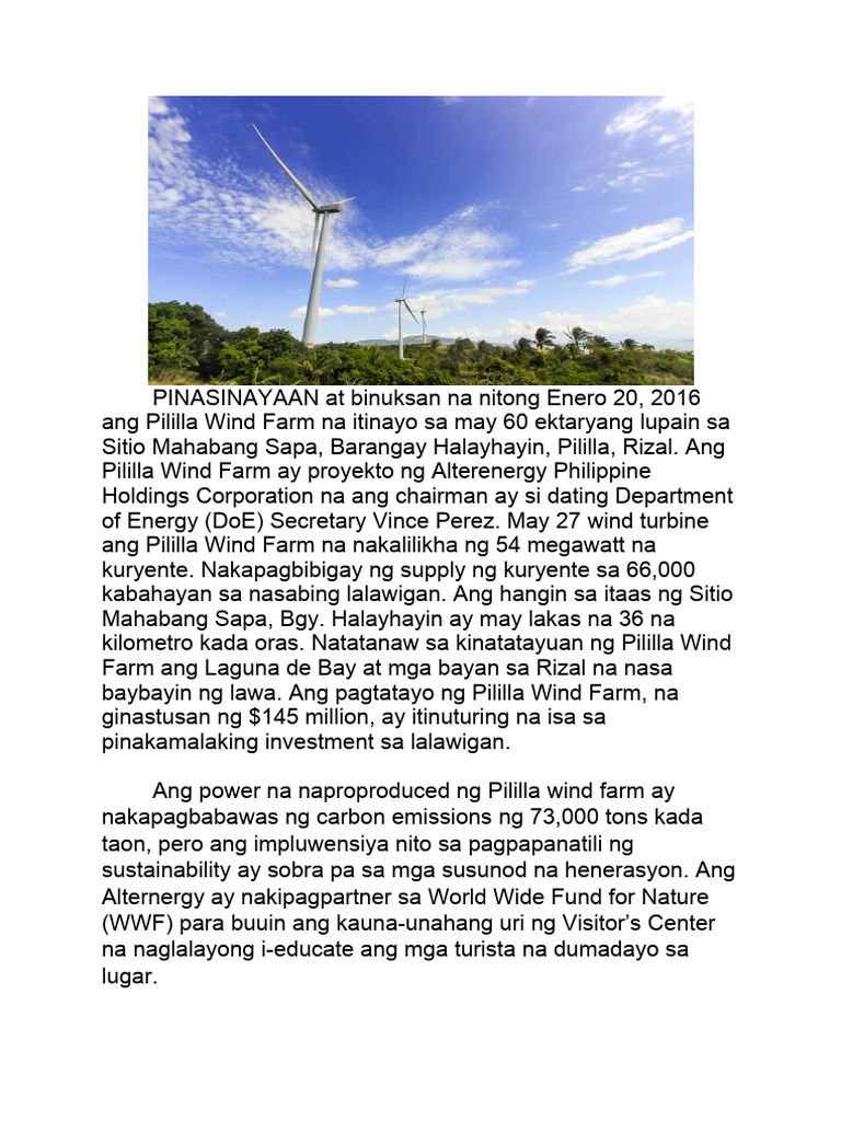 Pililla Wind Mill | PDF