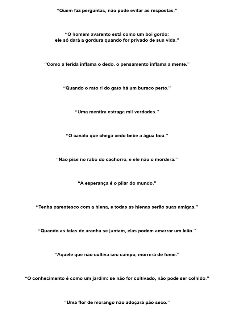 Provérbios Africanos e Seus Significados | PDF