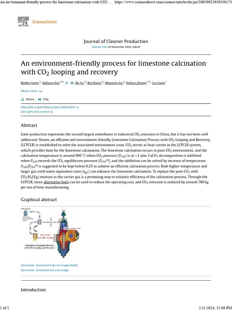 Eco-Friendly Limestone Calcination Process | PDF | Carbon Dioxide ...