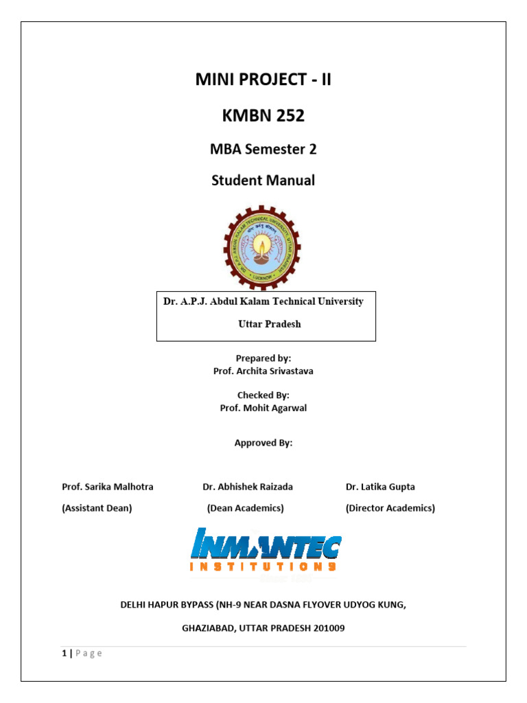 Mini Roject - II Student Manual | PDF | Internet Of Things | Master Of ...