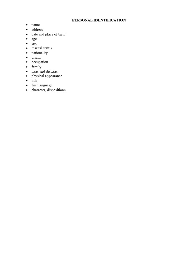 Personal Identification | Download Free PDF | Family | Marriage