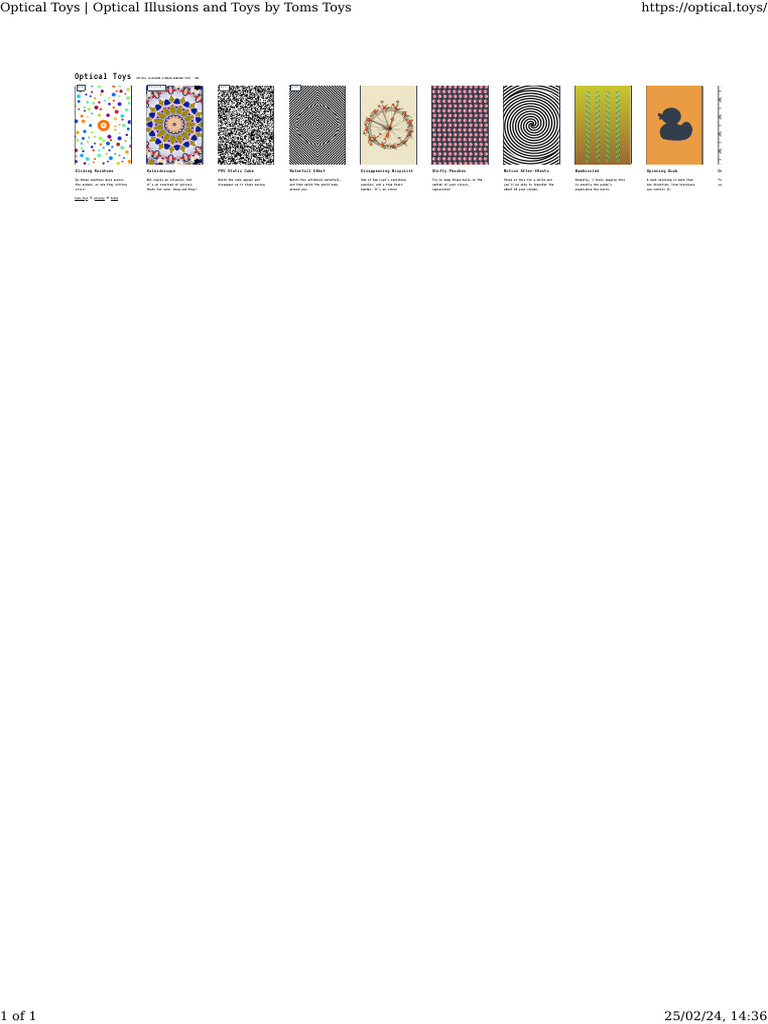 Optical Toys Optical Illusions and Toys by Toms Toys | PDF