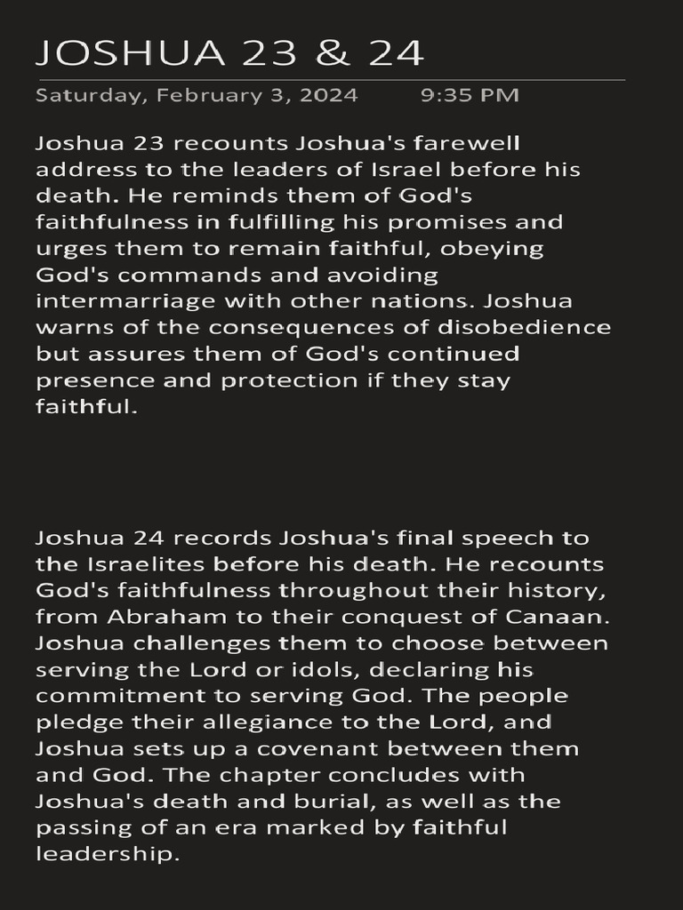 Joshua 23 24 | PDF