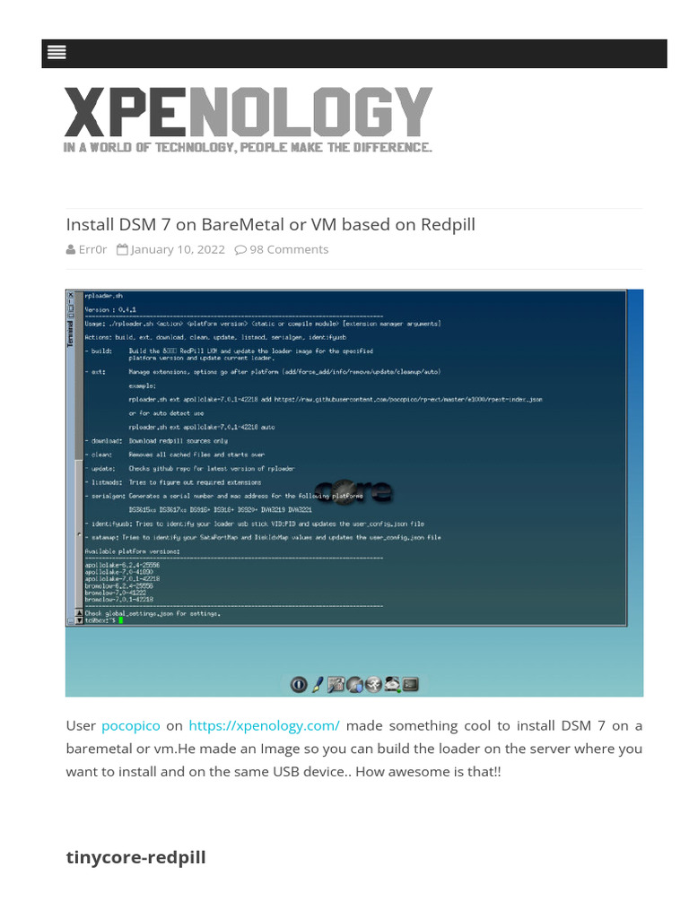 Xpenology Club Install DSM 7 On Baremetal or VM | PDF | Booting | Virtual Machine