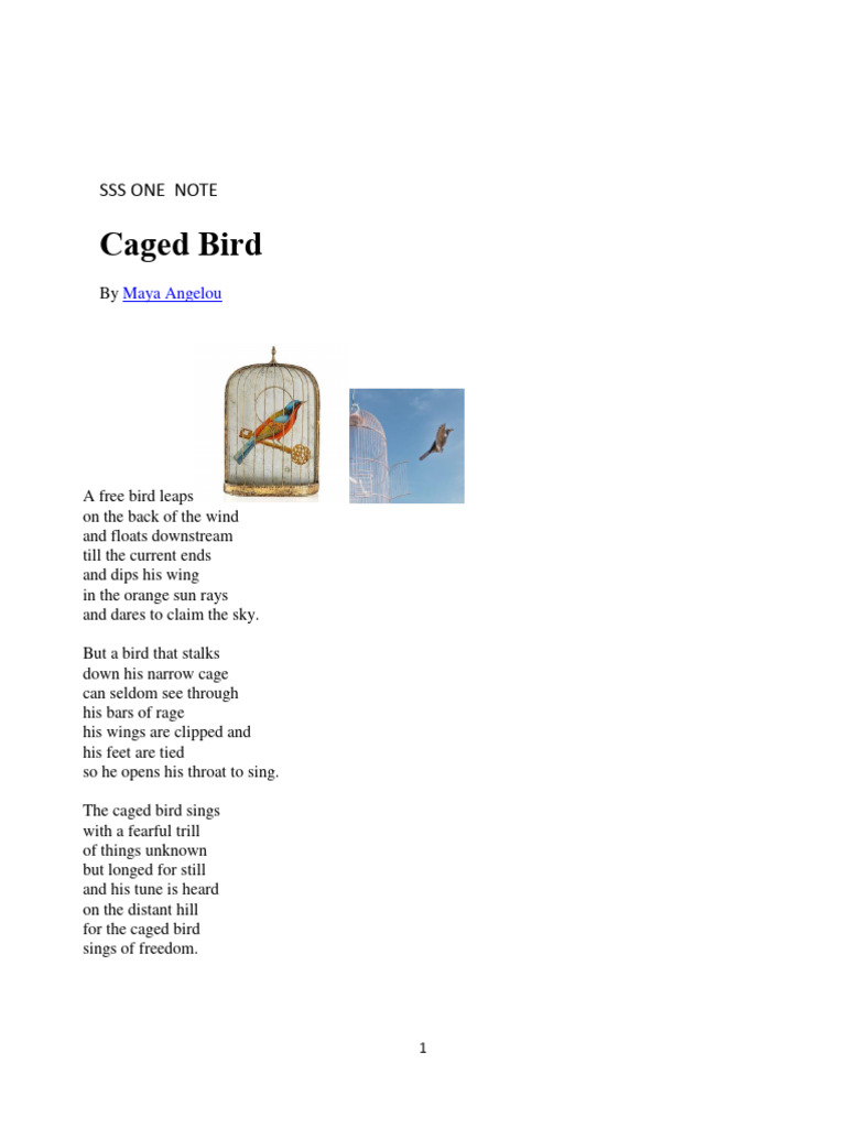 SS1 Note On Caged Bird by Maya Angelou | PDF | Metre (Poetry) | Poetry