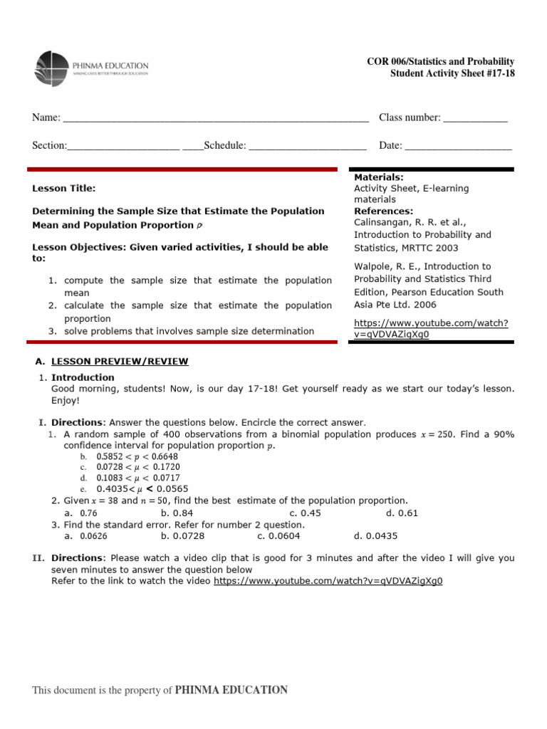 Sas 17 18 | Download Free PDF | Statistics | Sampling (Statistics)
