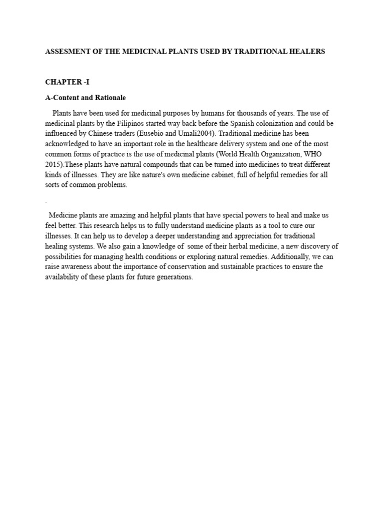 Medicinal Plants in Traditional Healing | PDF